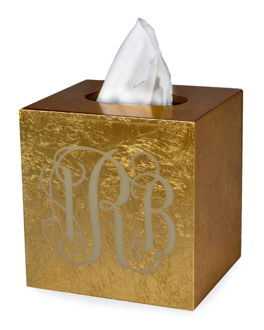 Mike & Ally Eos Monogram Boutique Tissue Box, Gold | Neiman Marcus
