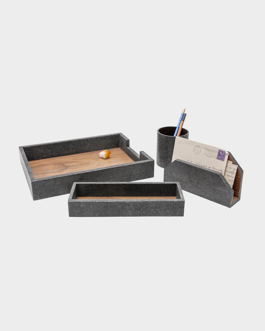 Pigeon and Poodle Crosby Faux-Shagreen Desk Organizer Accessory Set ...