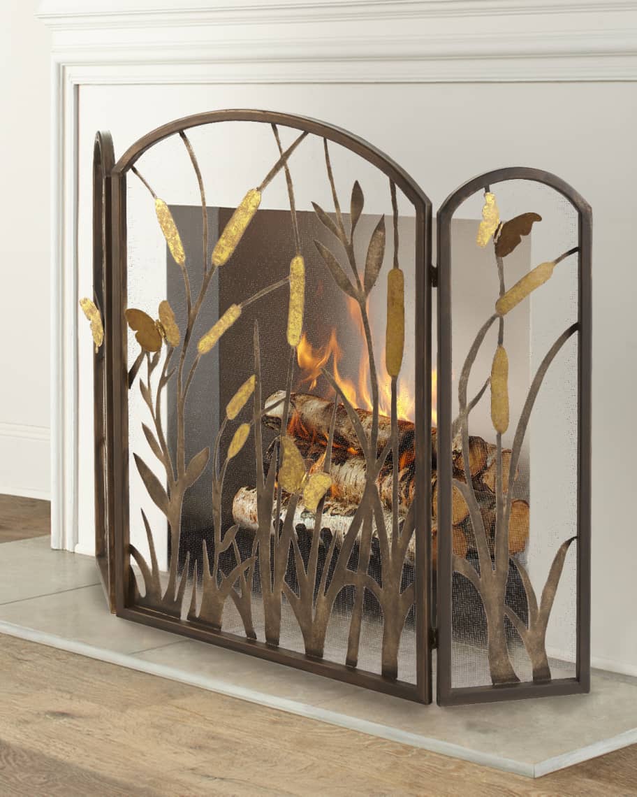 Butterfly & Cattail Fireplace Screen | Neiman Marcus
