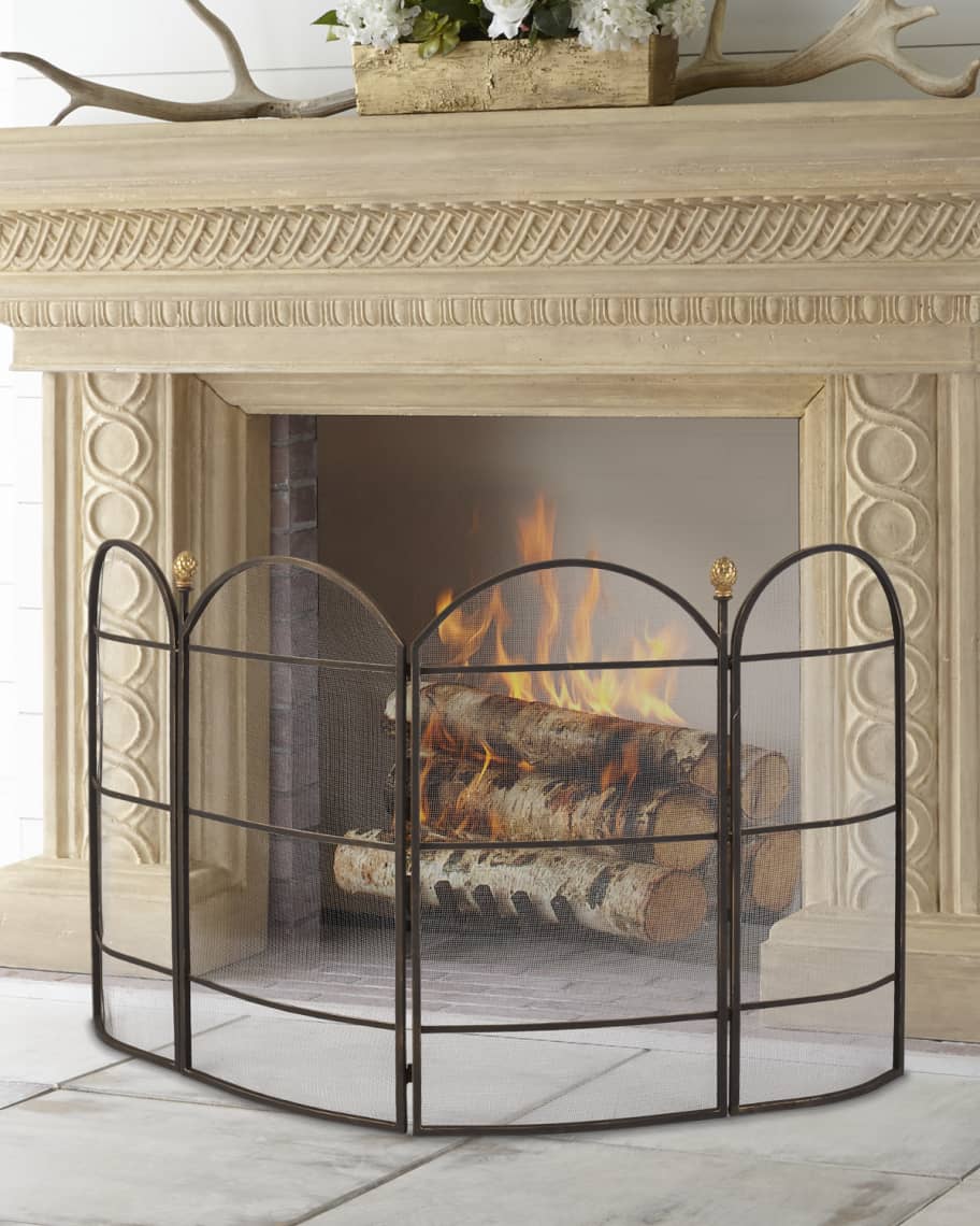 Curved 4-Panel Fireplace Screen | Neiman Marcus