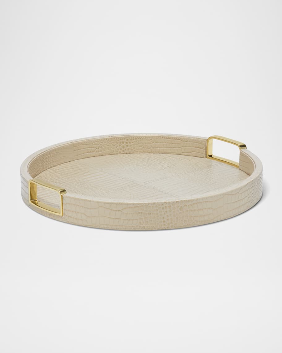 AERIN Carina Crocodile Embossed Leather Tray | Neiman Marcus