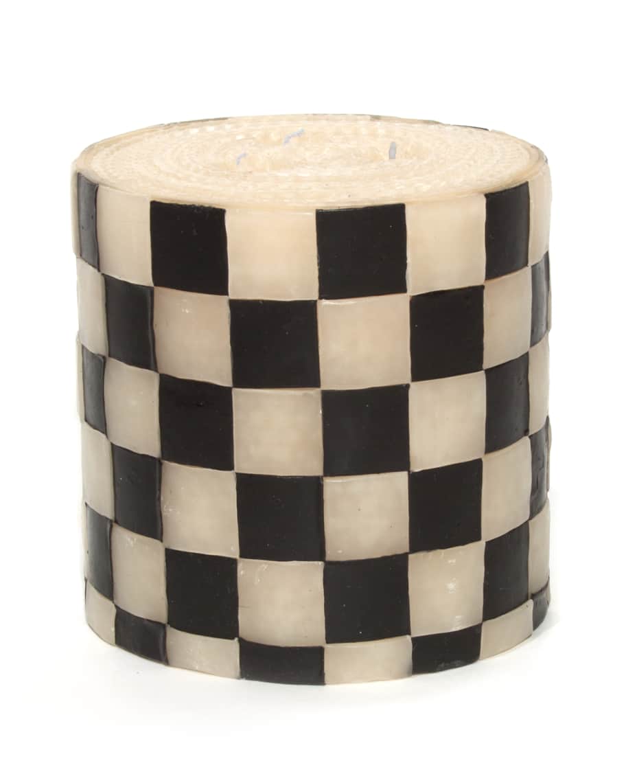 MacKenzie-Childs Checker Pillar Candle | Neiman Marcus