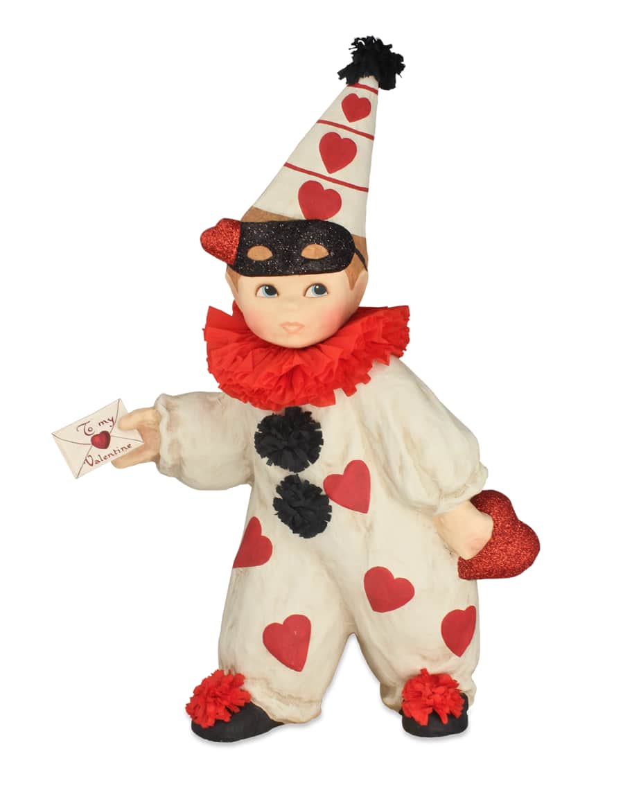 Bethany Lowe Large Paper Mache Valentine's Day Boy Clown | Neiman Marcus
