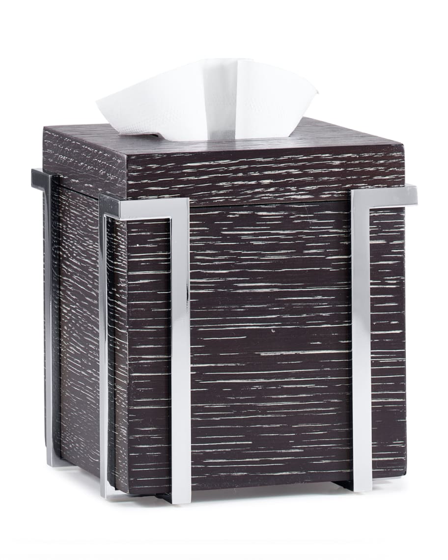 Labrazel Embrace Oak Chrome Tissue Box Cover | Neiman Marcus