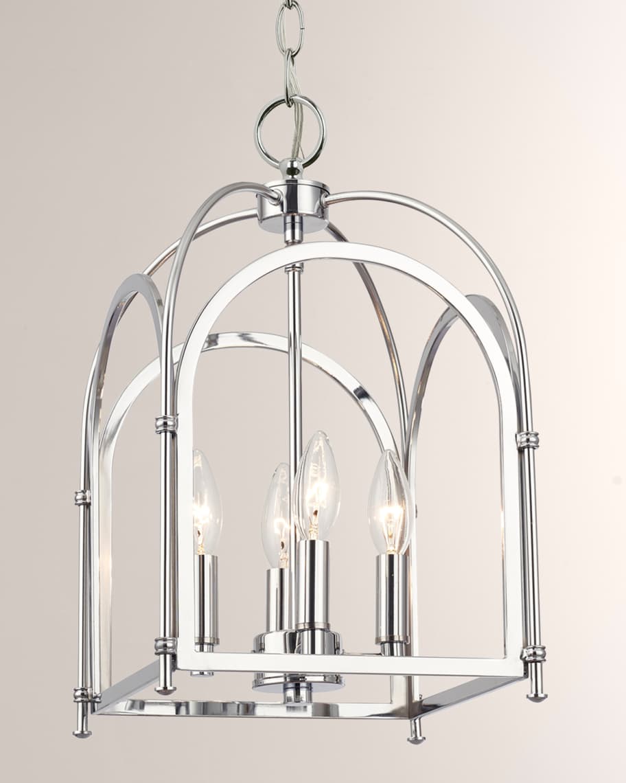 Crystorama Industrial 10" Arched Chrome Chandelier | Neiman Marcus