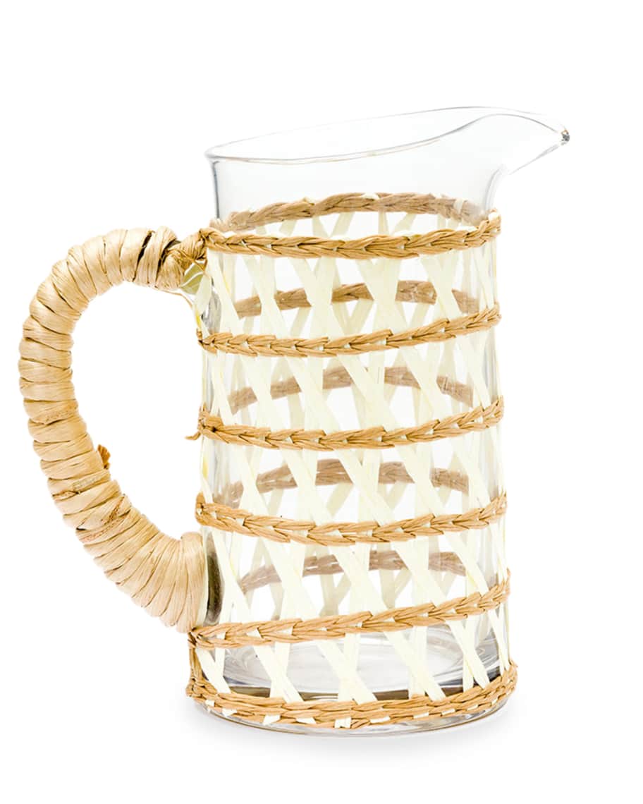 Amanda Lindroth White Seagrass Wrapped Pitcher, Small | Neiman Marcus