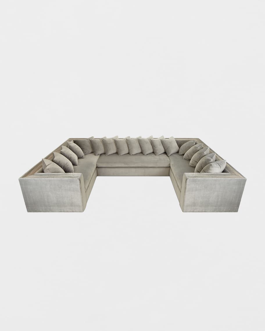 Haute House Donovan Tile Trimmed Sectional Sofa with 17 Pillows ...