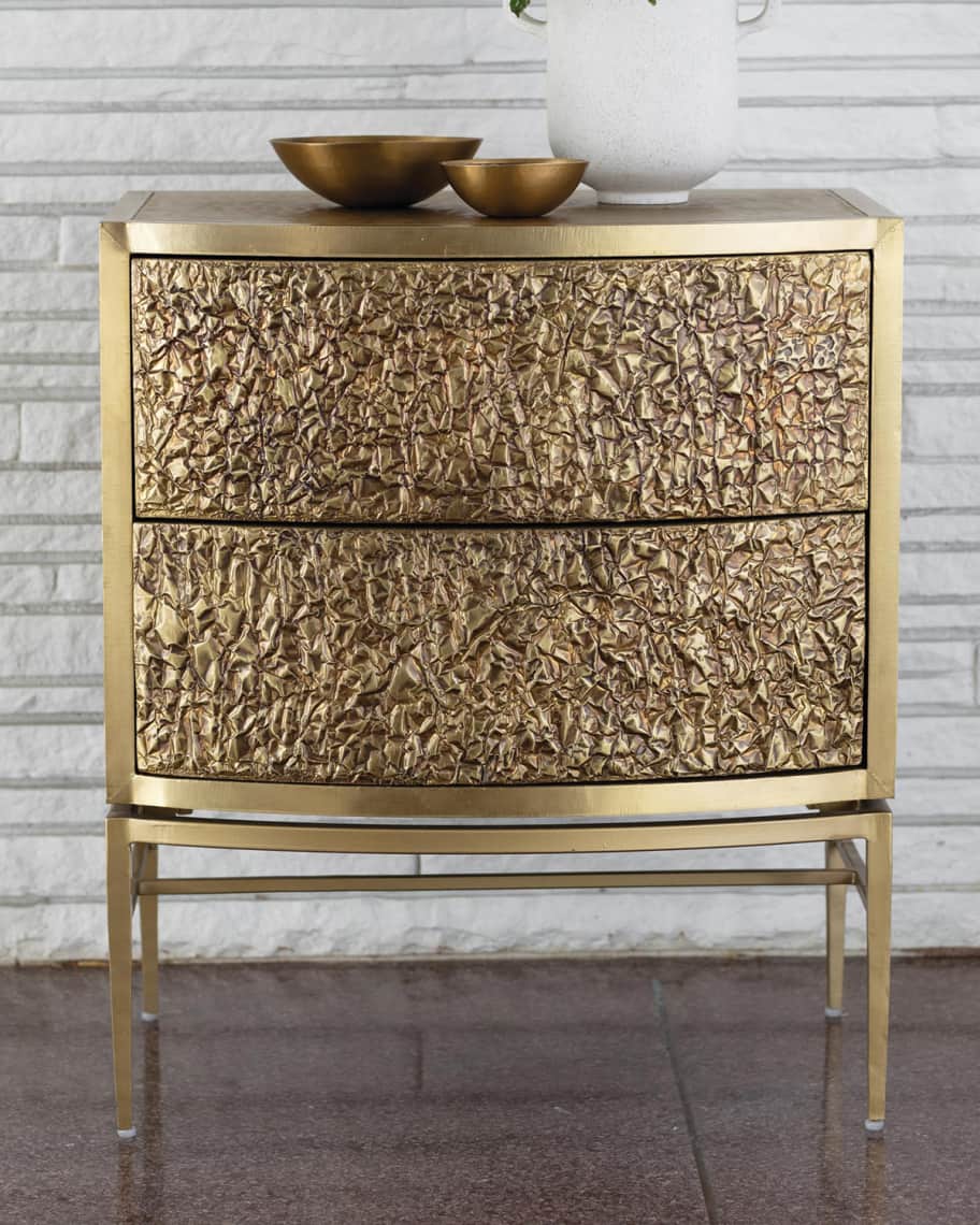 Global Views Crinkle Bronze Bedside Chest | Neiman Marcus