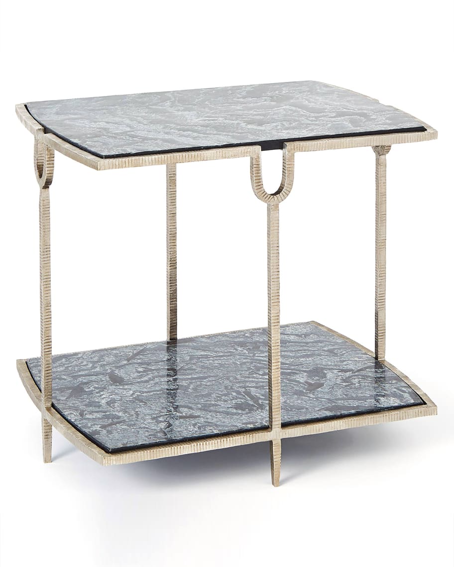 William D. Scott for Global Views Curve Silver Side Table | Neiman Marcus