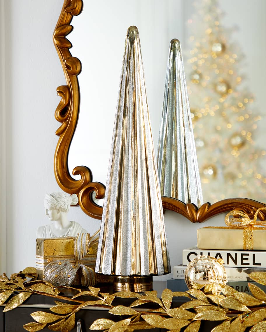 Exclusive 26" Silver/Gold Glittered Glass Tree | Neiman Marcus