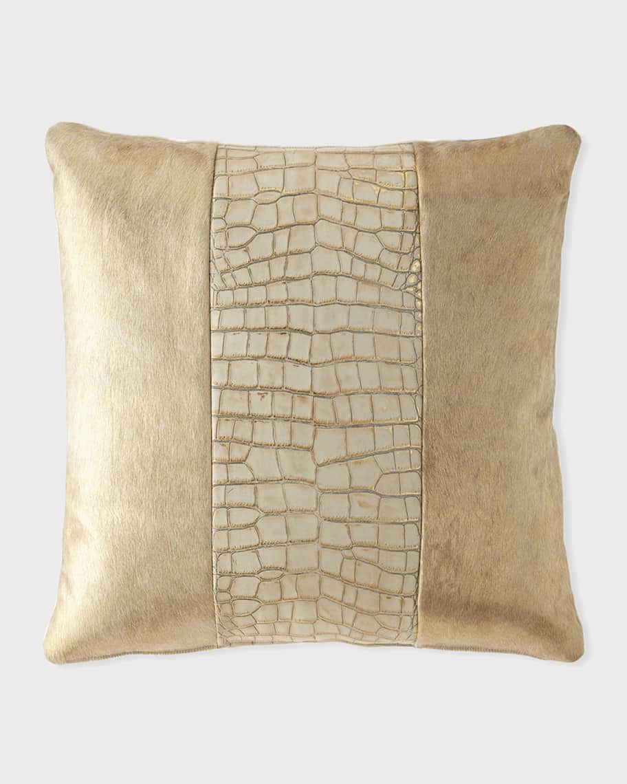 Massoud Colorblock Croc Pillow, 22"Sq. | Neiman Marcus