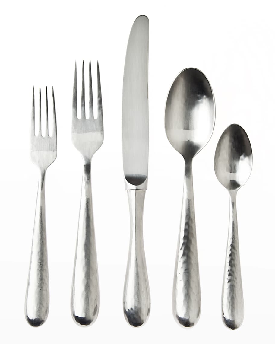 Ricci Silversmith 5-Piece Florence Satin Hammered Flatware Set | Neiman ...