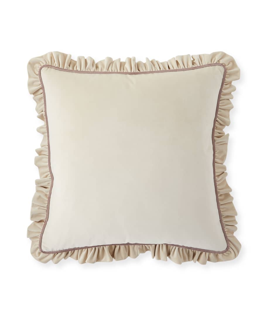 Austin Horn Collection Thalia Velvet Euro Sham, Ivory | Neiman Marcus
