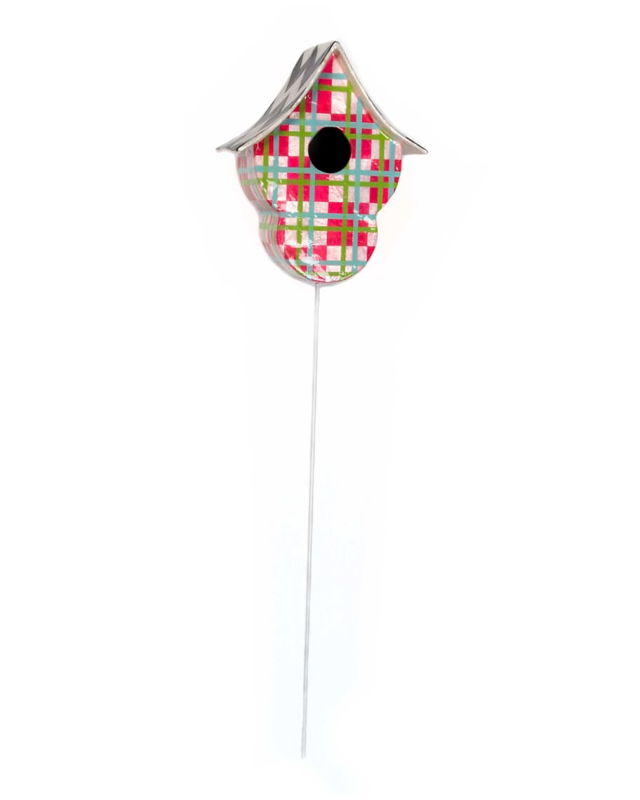 MacKenzie-Childs Capiz Birdhouse Pick - Fuschia Plaid | Neiman Marcus