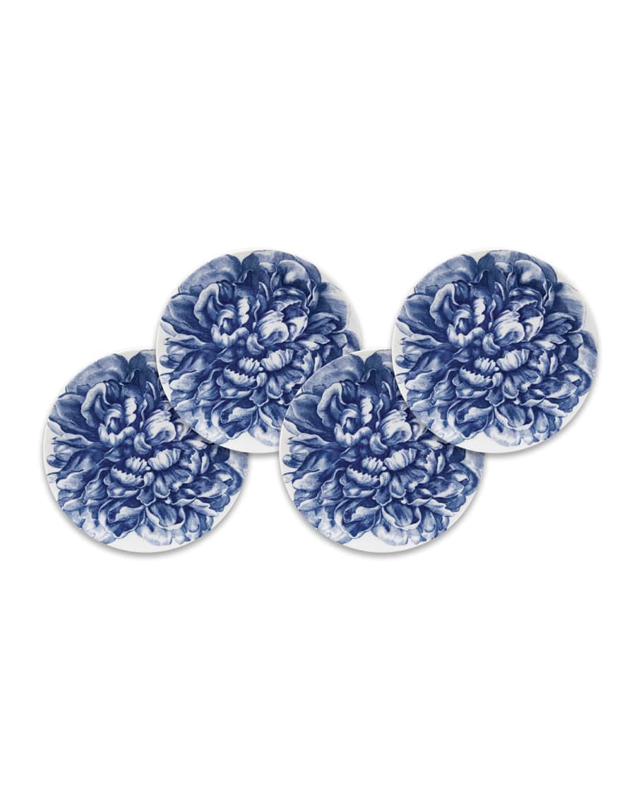 Caskata Peony Blue Canapes Plates, Set of 4 | Neiman Marcus