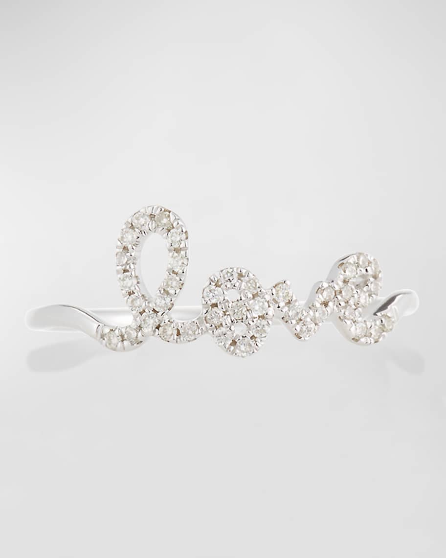 Sydney Evan 14k White Gold Diamond Love Script Ring, Size 6.5 | Neiman ...