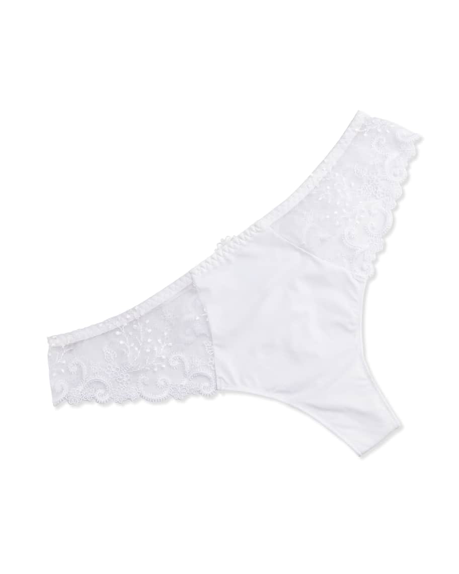 Simone Perele Delice Lace Mesh Thong | Neiman Marcus