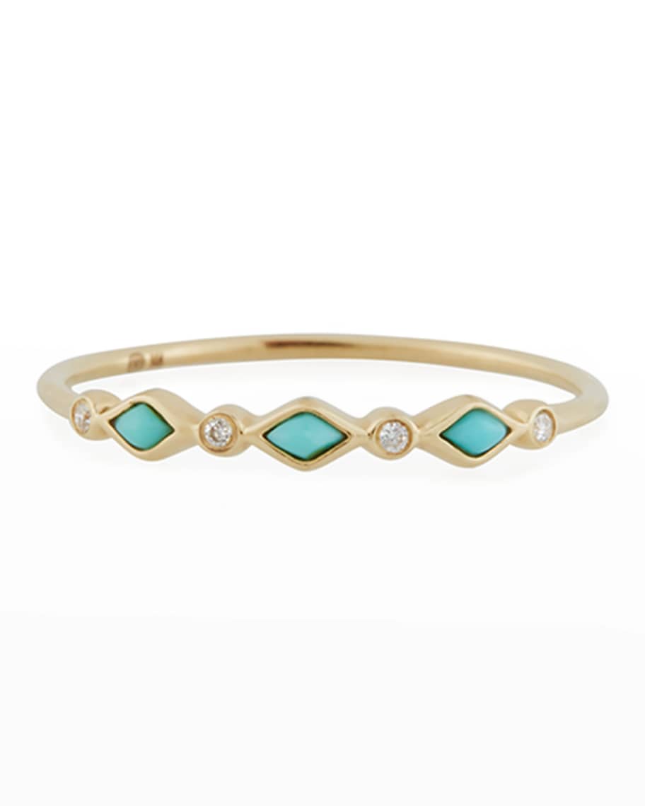 Sydney Evan Turquoise Bezel & Diamond Stacking Ring | Neiman Marcus