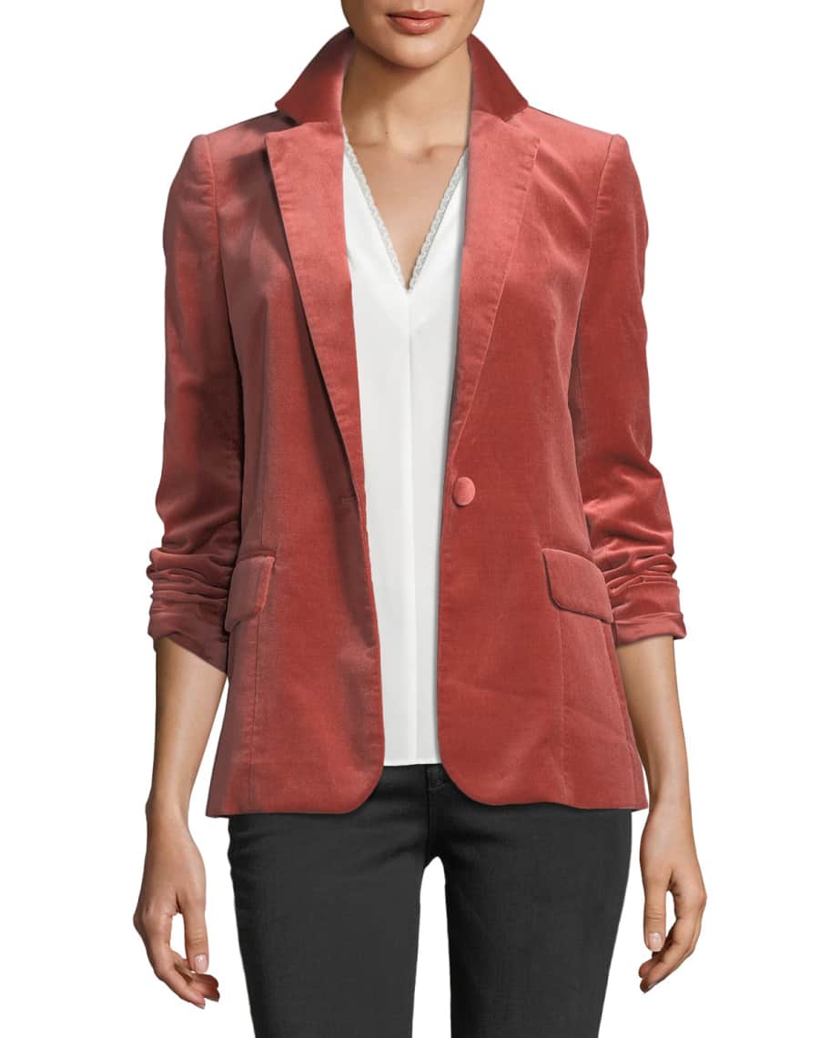 FRAME Classic One-Button Velvet Blazer | Neiman Marcus