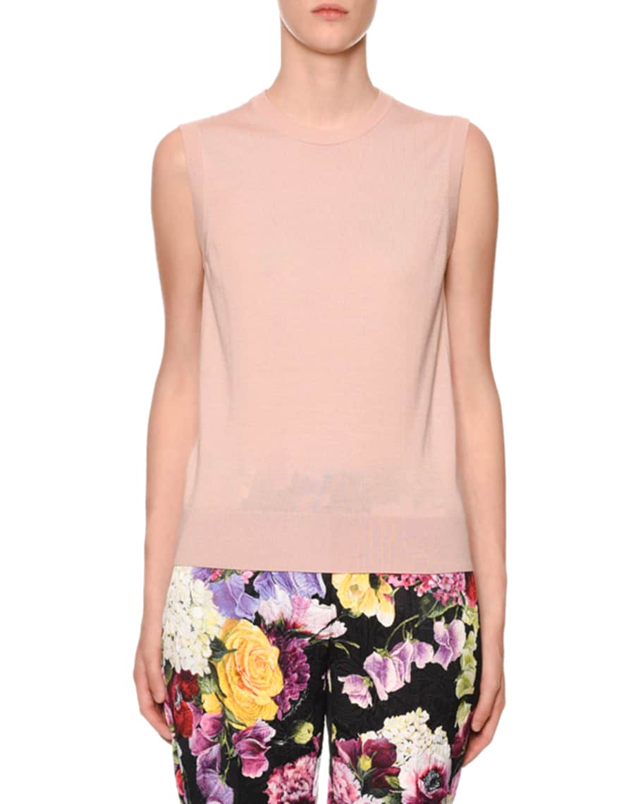 Dolce&Gabbana Sleeveless Crewneck Cashmere-Silk Shell Top | Neiman Marcus