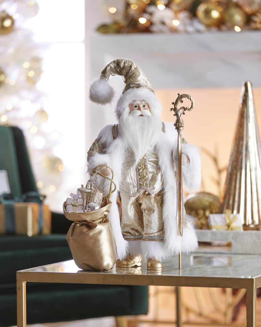 Gold Christmas Santa, 18" | Neiman Marcus