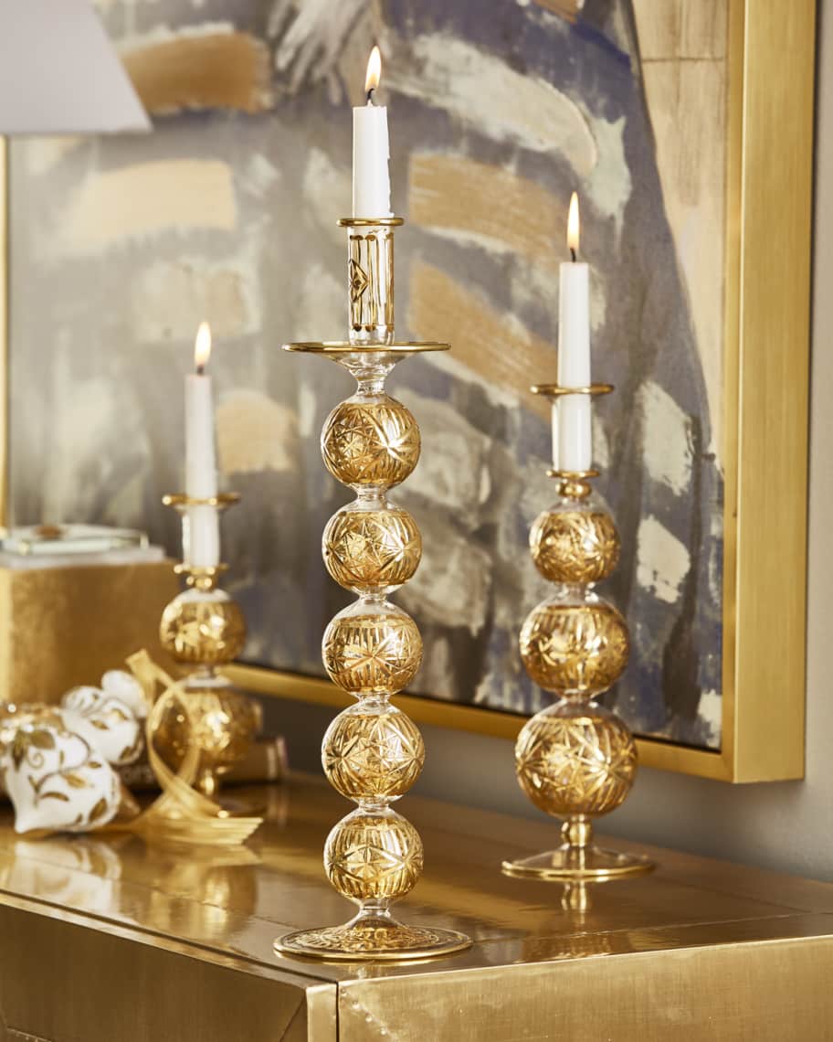 Al Fagr 18" Gold Cut Candleholder | Neiman Marcus