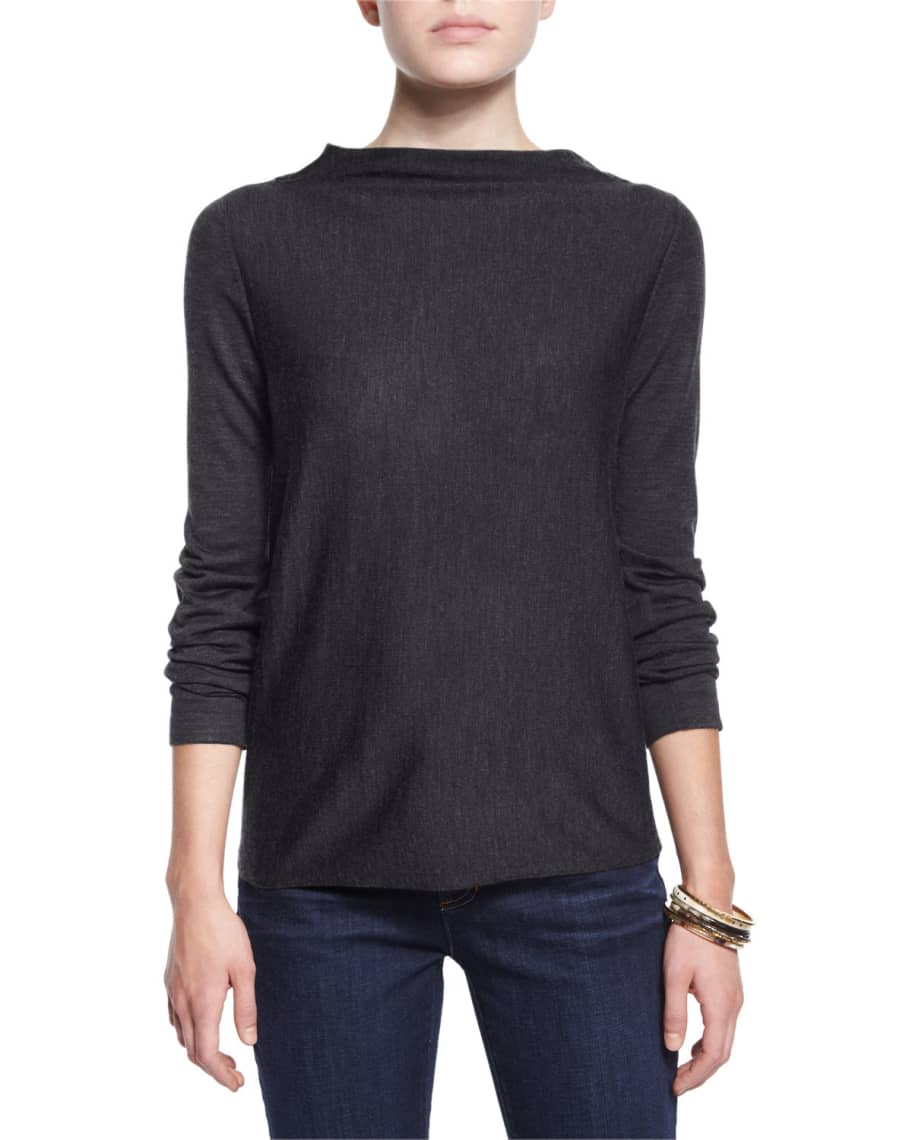 Eileen Fisher Ultrafine Merino Draped-Neck Top | Neiman Marcus