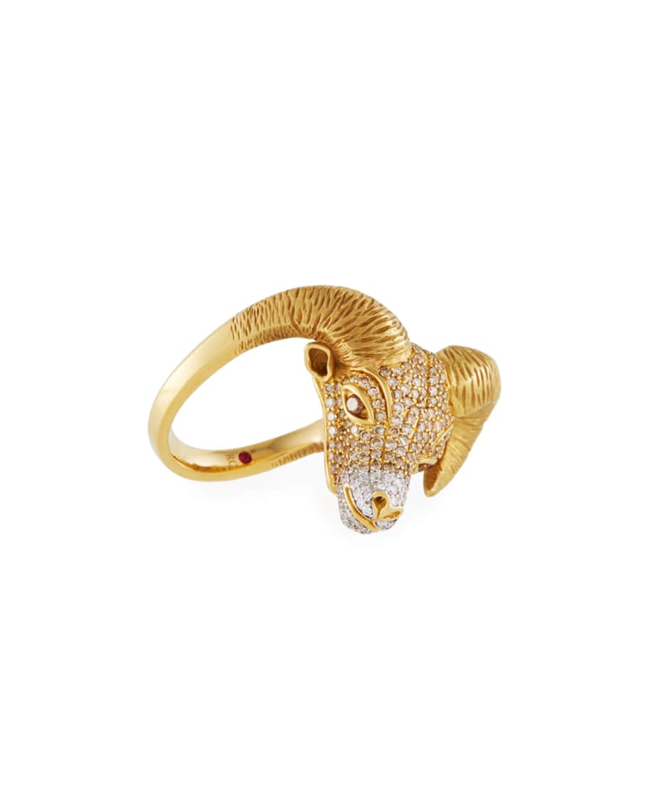 Roberto Coin 18k Diamond Pave Ram Ring, Size 6.5 | Neiman Marcus
