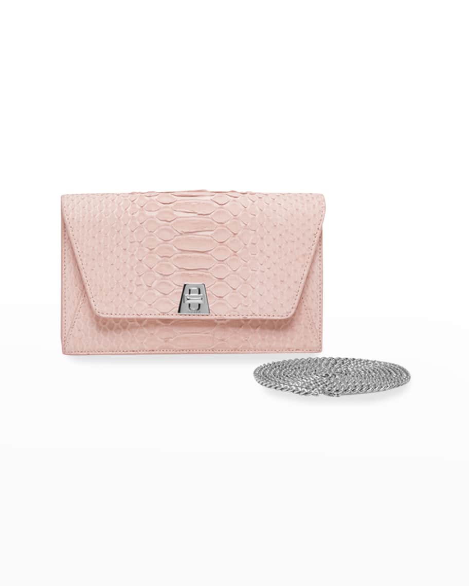 Akris Anouk Sueded Python Mini Clutch Bag, Light Pink | Neiman Marcus