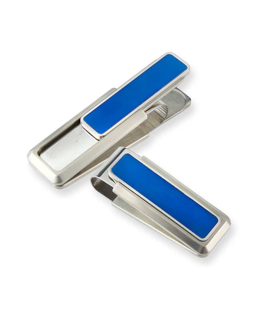 M Clip Blue-Inset Money Clip | Neiman Marcus