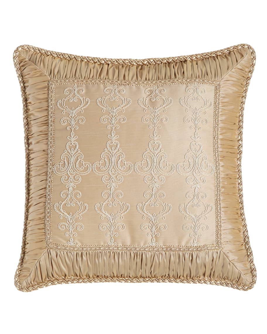 Sweet Dreams Elizabeth Lace Pillow with Ruched Border, 19"Sq. | Neiman ...