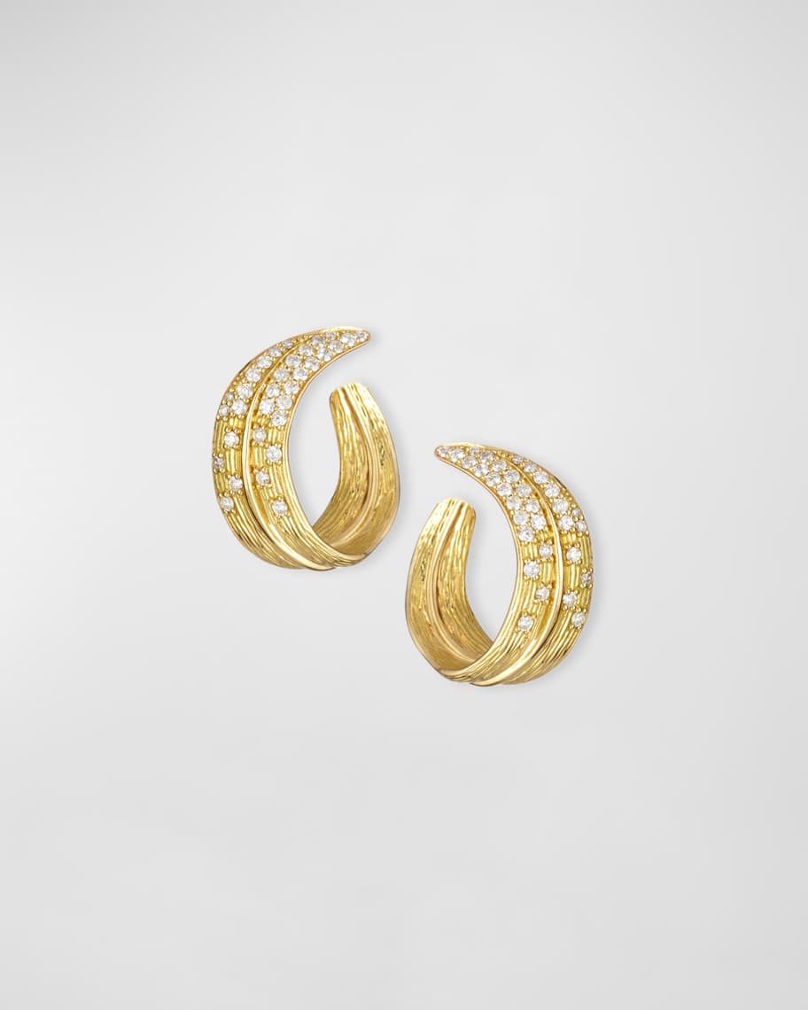 Michael Aram 18K Yellow Gold & Pave Diamond Crescent Palm Earrings ...