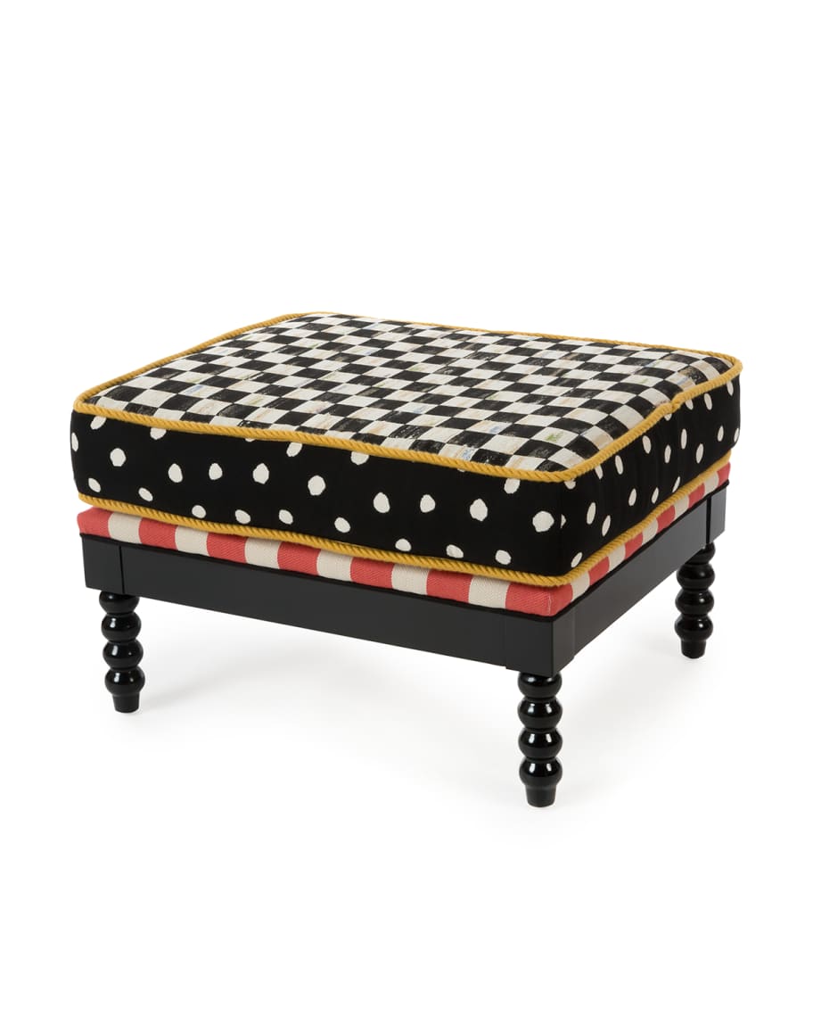 MacKenzie-Childs Spindle Cabana Outdoor Ottoman | Neiman Marcus