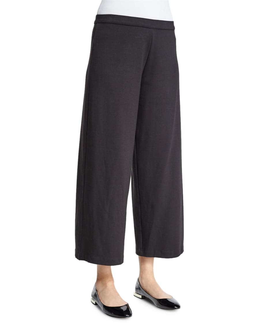 Joan Vass Easy Wide-Leg Ankle Pants, White, Petite | Neiman Marcus