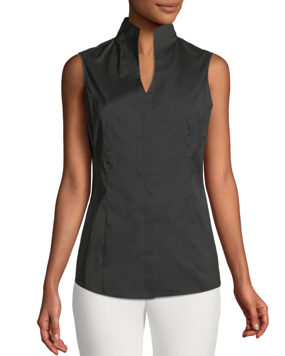 Misook Plus Size Sleeveless Stretch-Cotton Shirt | Neiman Marcus