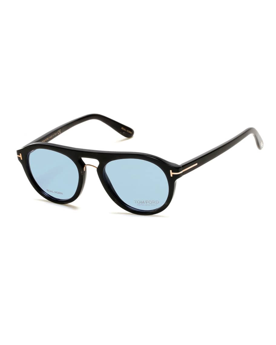 TOM FORD Tom N.3 Private Collection Real Horn Rounded Aviator Optical ...