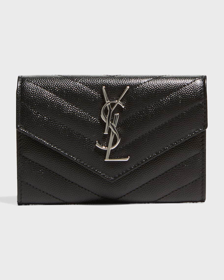 Saint Laurent YSL Monogram Small Flap Wallet in Grained Leather ...