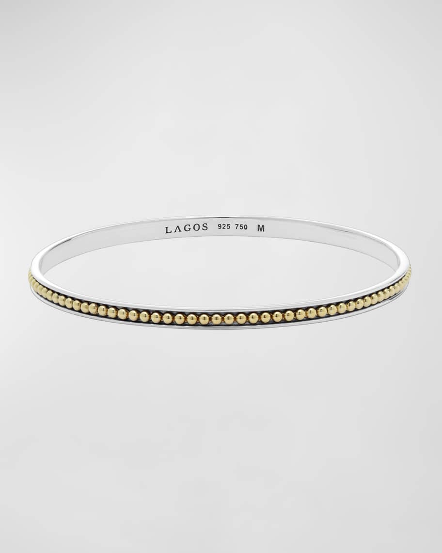 LAGOS Sterling Silver & 18k Gold Enso Bangle, Medium | Neiman Marcus