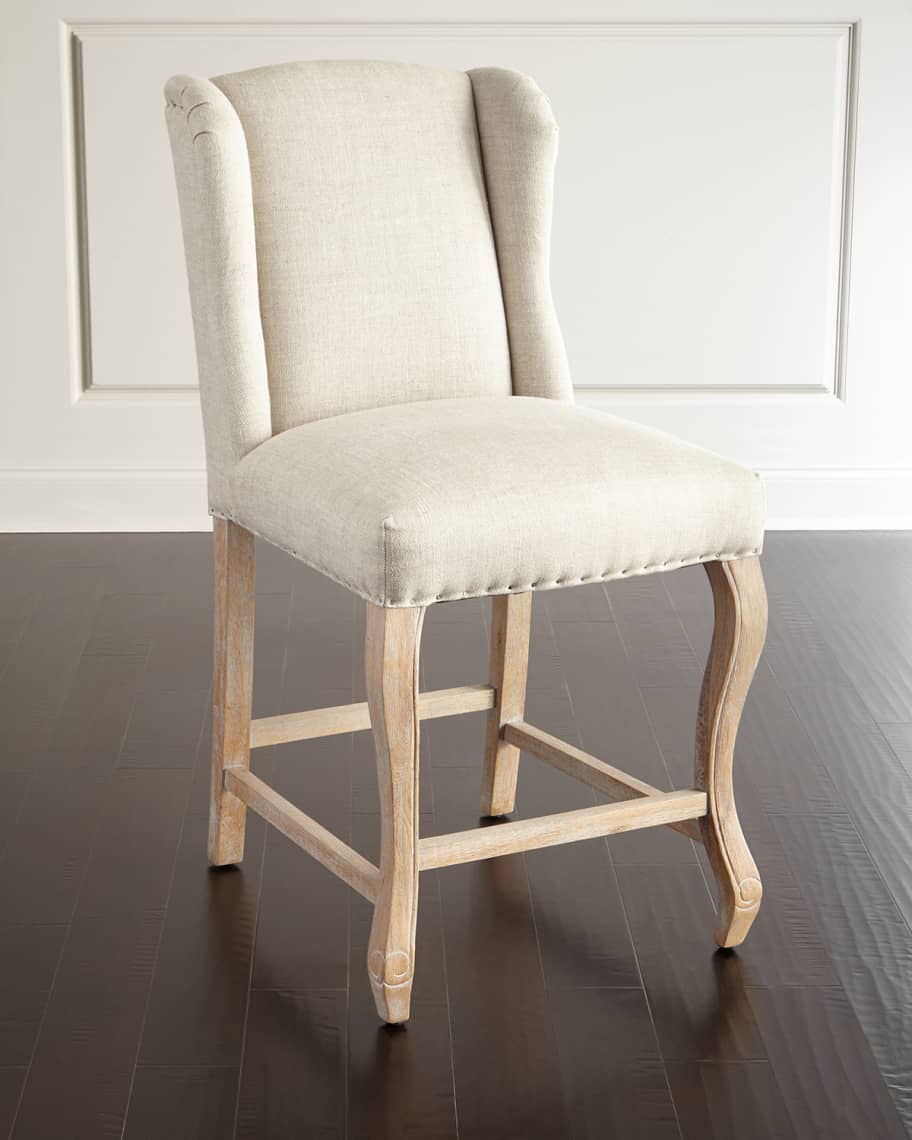 Rosemary Linen Counter Stool | Neiman Marcus