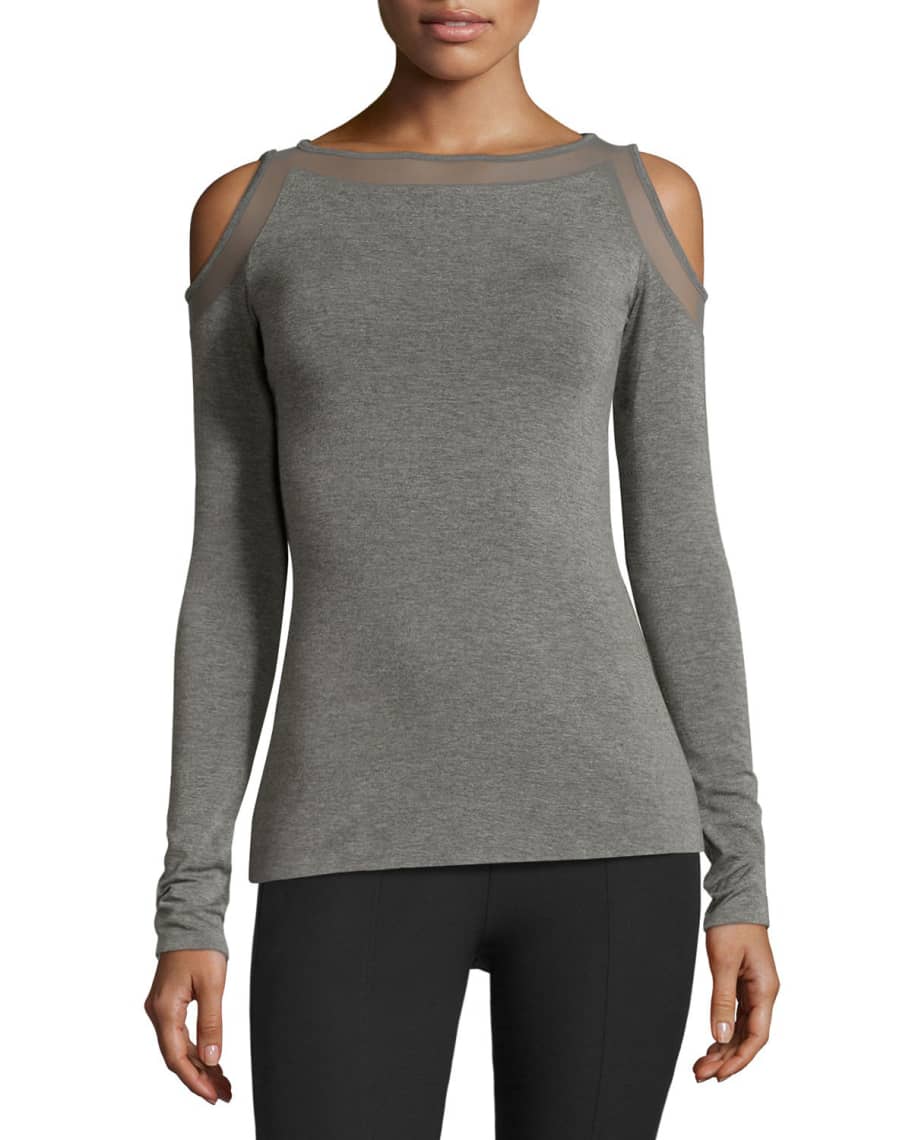 Bailey 44 Broadcast Mesh-Inset Cold-Shoulder Top | Neiman Marcus