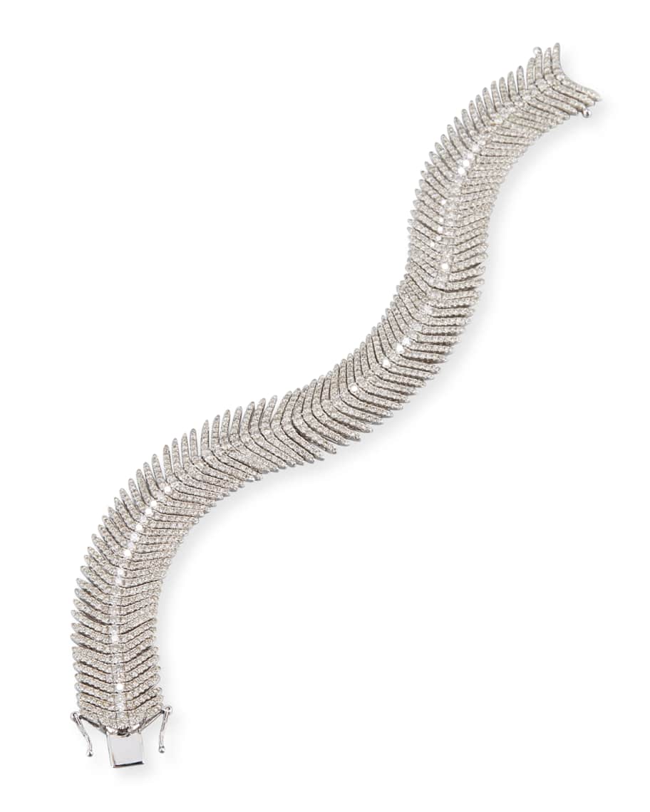 SUTRA 18K White Gold & Diamond Feather Bracelet | Neiman Marcus