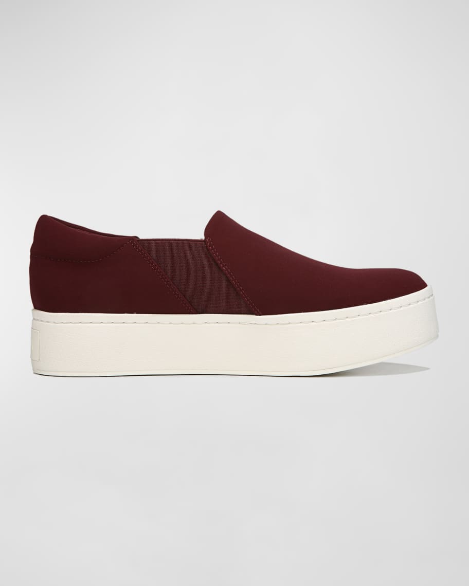 Vince Warren Micro-Stretch Platform Sneakers, Oxblood | Neiman Marcus