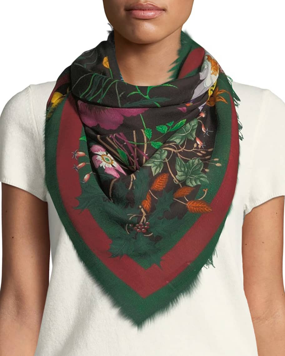 Gucci Flora Web Wool & Silk Shawl | Neiman Marcus