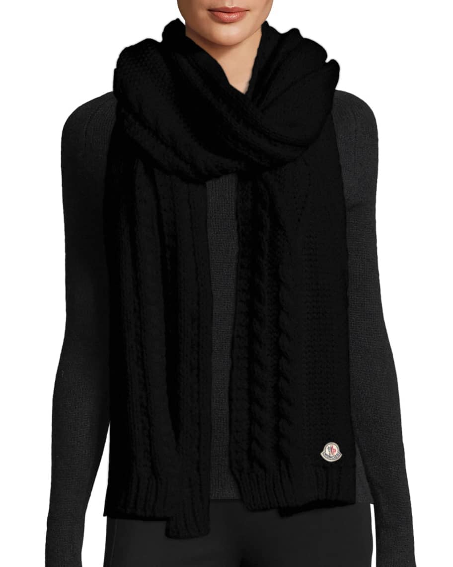 Moncler Chunky Fisherman-Stitch Scarf | Neiman Marcus