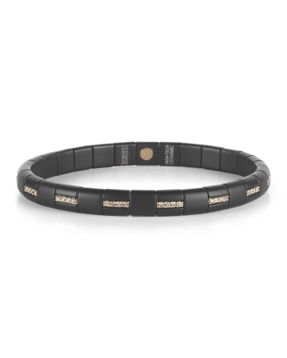 Roberto Demeglio Pura Matte Black Ceramic & 18K Rose Gold Bracelet with Champagne Diamonds, 0.55 ...