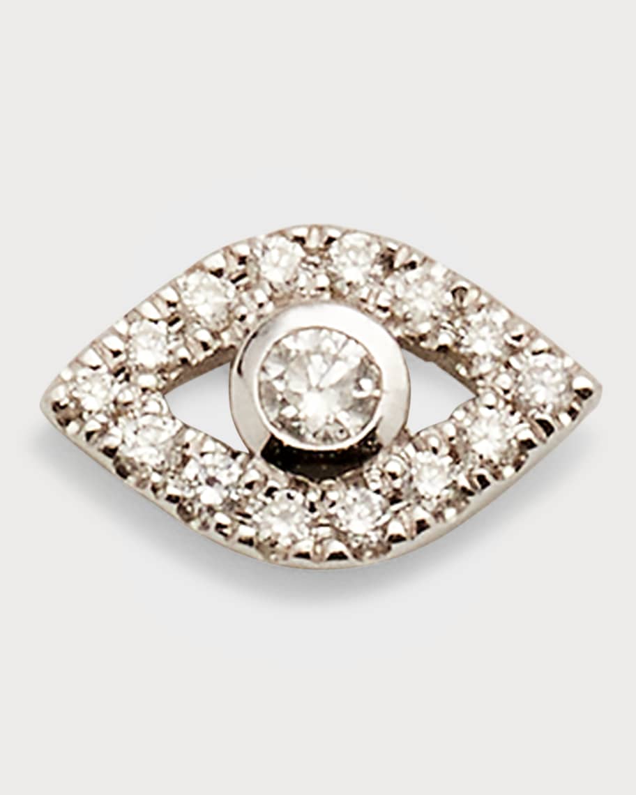 Sydney Evan Single Mini Bezel Evil Eye Stud with Diamonds | Neiman Marcus
