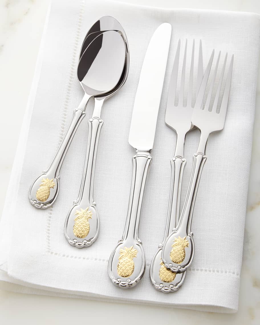 Godinger 45-Piece Gold Pineapple Flatware | Neiman Marcus