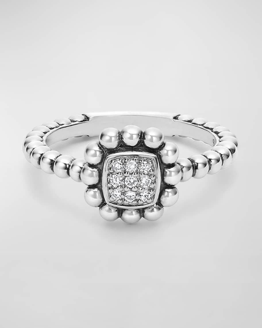 LAGOS Sterling Silver Caviar Spark Ring with Diamonds | Neiman Marcus