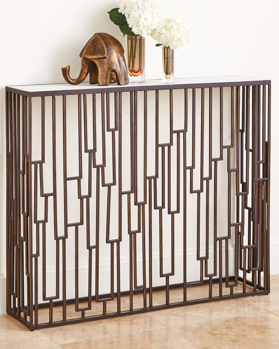Global Views Argento Marble Entry Table | Neiman Marcus