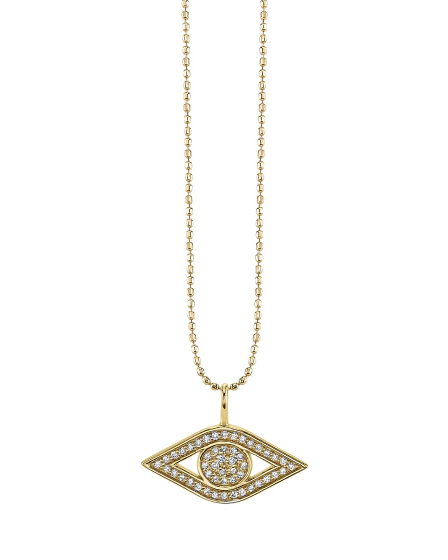 Sydney Evan Small Pave Diamond Pure Evil Eye Necklace | Neiman Marcus